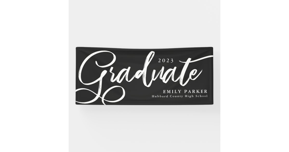 Elegant Black White Graduate Banner | Zazzle