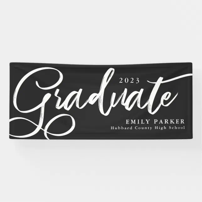 Elegant Black White Graduate Banner | Zazzle