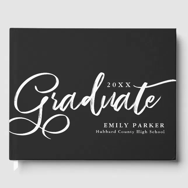Elegant Black White Graduation Party Photo Guest Book | Zazzle