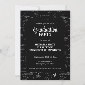 Elegant Black White Hand-Lettering Math Graduation Invitation | Zazzle