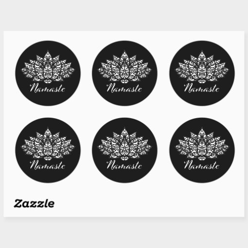 Elegant Black & White Lotus Yoga Namaste Classic Round Sticker | Zazzle
