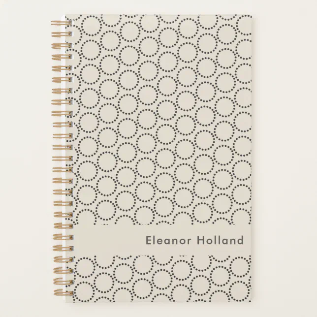 Elegant Black White Mid-Century Modern Custom Name Planner | Zazzle