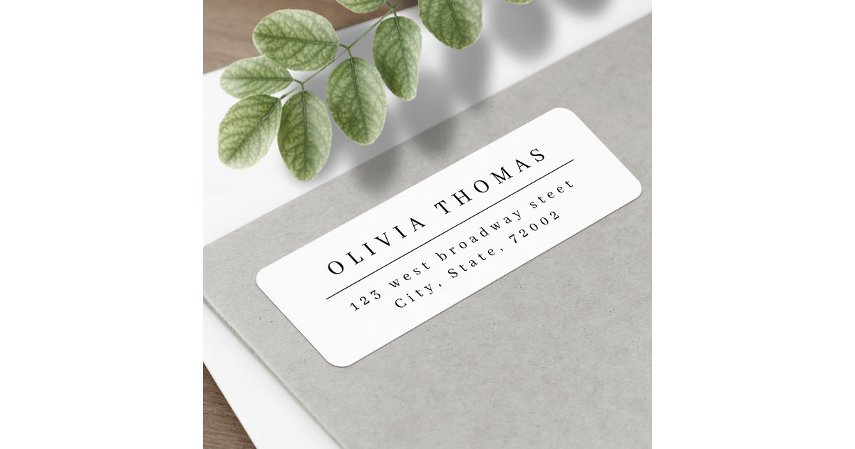 Elegant black white minimalist return address label | Zazzle