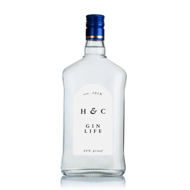 Elegant Black & White Modern Bottle Gin Wine Arch Sticker | Zazzle