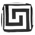 Elegant Black White Modern Greek Key Pouf | Zazzle