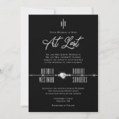 Elegant Black White Monogram At Last Wedding Invitation | Zazzle