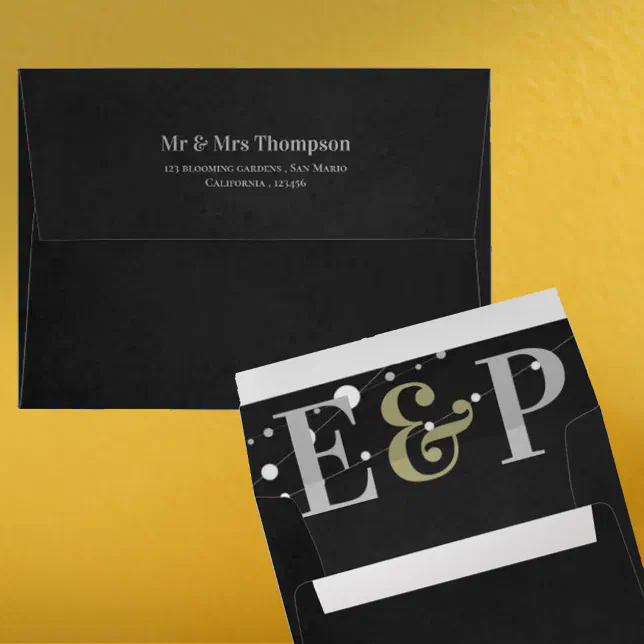 Elegant Black White Monogram Minimalist Wedding Envelope | Zazzle