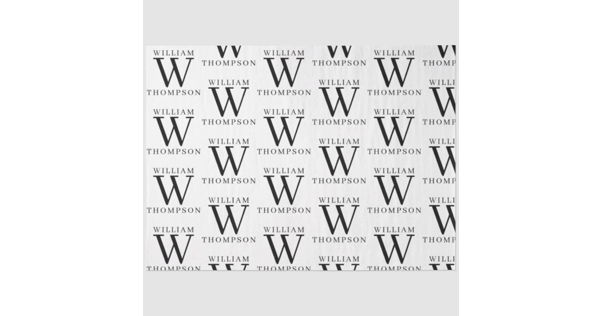 Elegant Black & White Monogrammed Name Tissue Paper | Zazzle