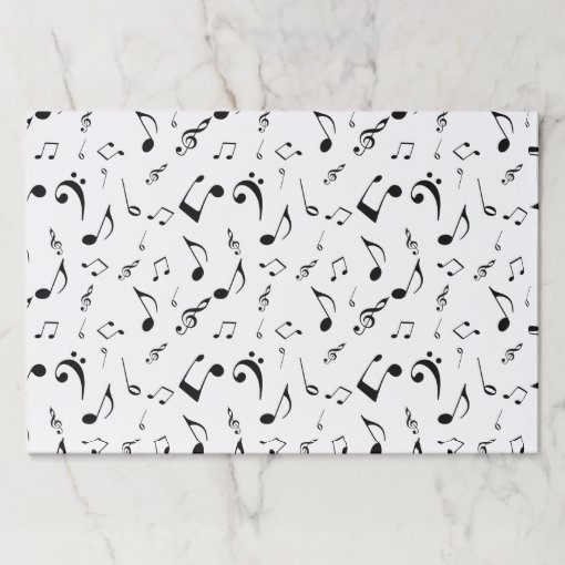 Elegant Black White Music Notes Pattern Paper Placemat | Zazzle