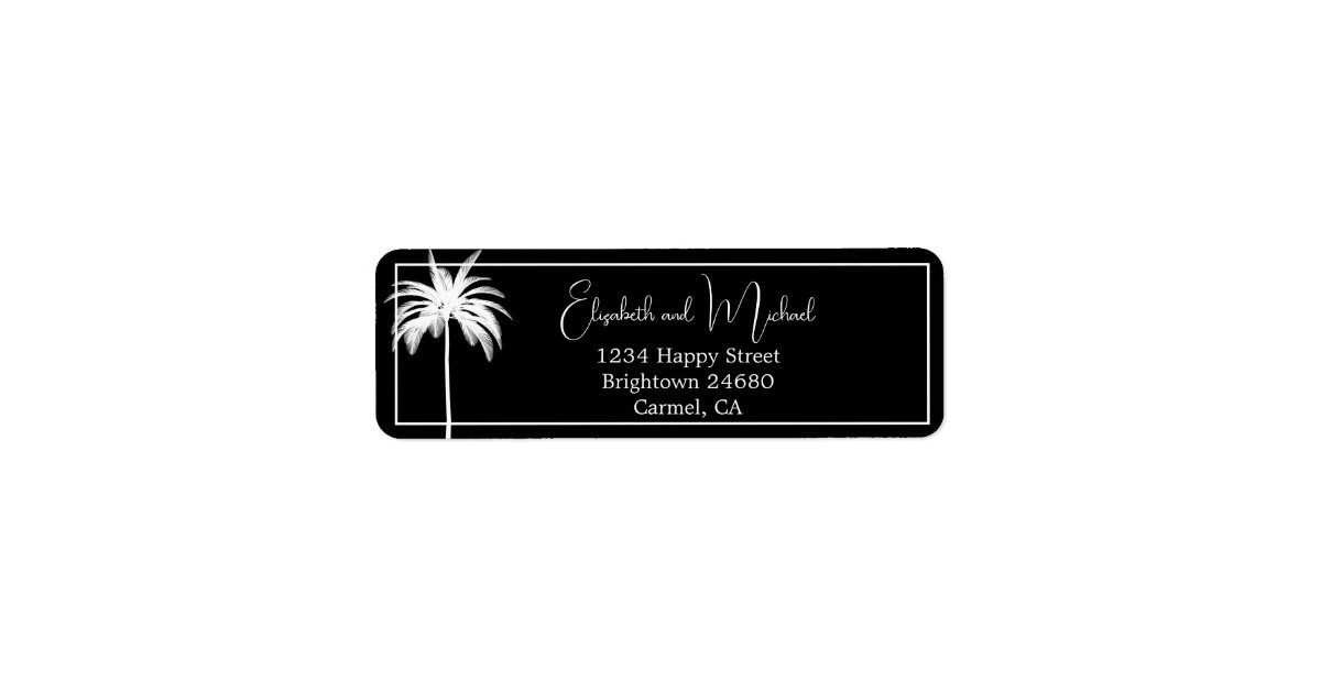 Elegant Black White Palm Tree Label | Zazzle