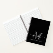 Elegant Black White Personalized Monogram Name Notebook | Zazzle
