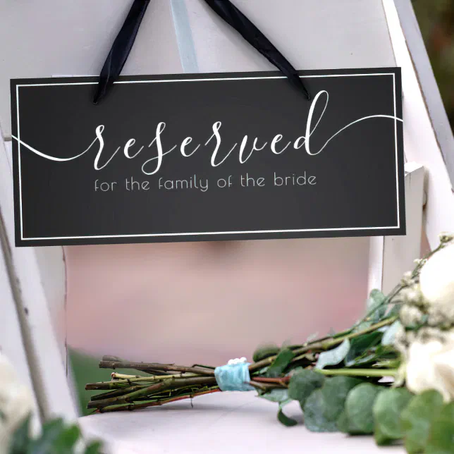 Elegant Black & White Reserved Seat Wedding Sign | Zazzle