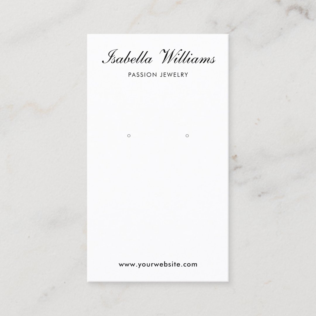 Elegant Black White Script Earring Display Card | Zazzle