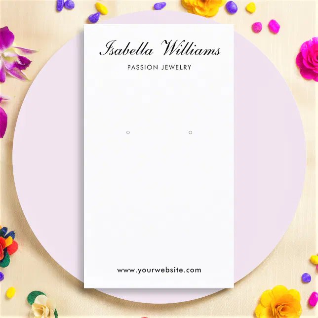 Elegant Black White Script Earring Display Card | Zazzle
