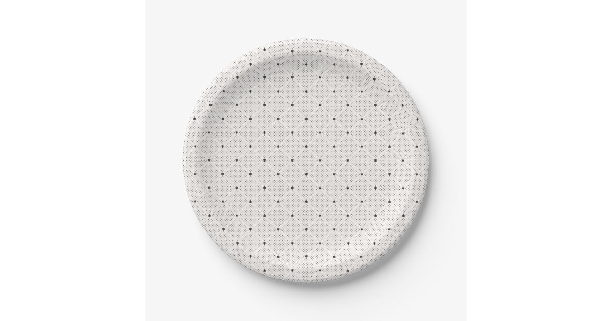 Elegant Black White Small Dots Pattern Paper Plates | Zazzle
