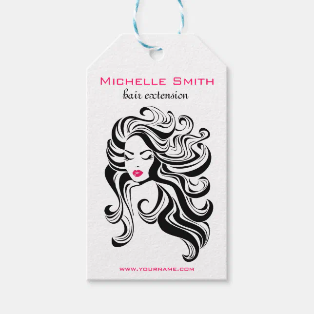 Elegant Black White Wavy Hairstyle Hair Extensions Gift Tags | Zazzle