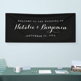 Elegant Black & White Wedding Banner | Zazzle
