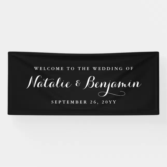 Elegant Black & White Wedding Banner | Zazzle