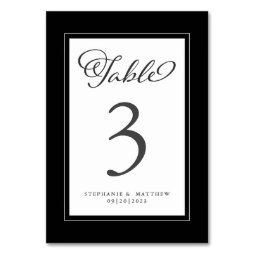 Elegant Black & White Wedding Reception Table Number | Zazzle
