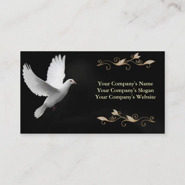 Elegant Black With White Dove- Business Card | Zazzle