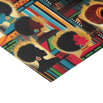Elegant Black Woman African Pattern in Bold Hues Tissue Paper | Zazzle