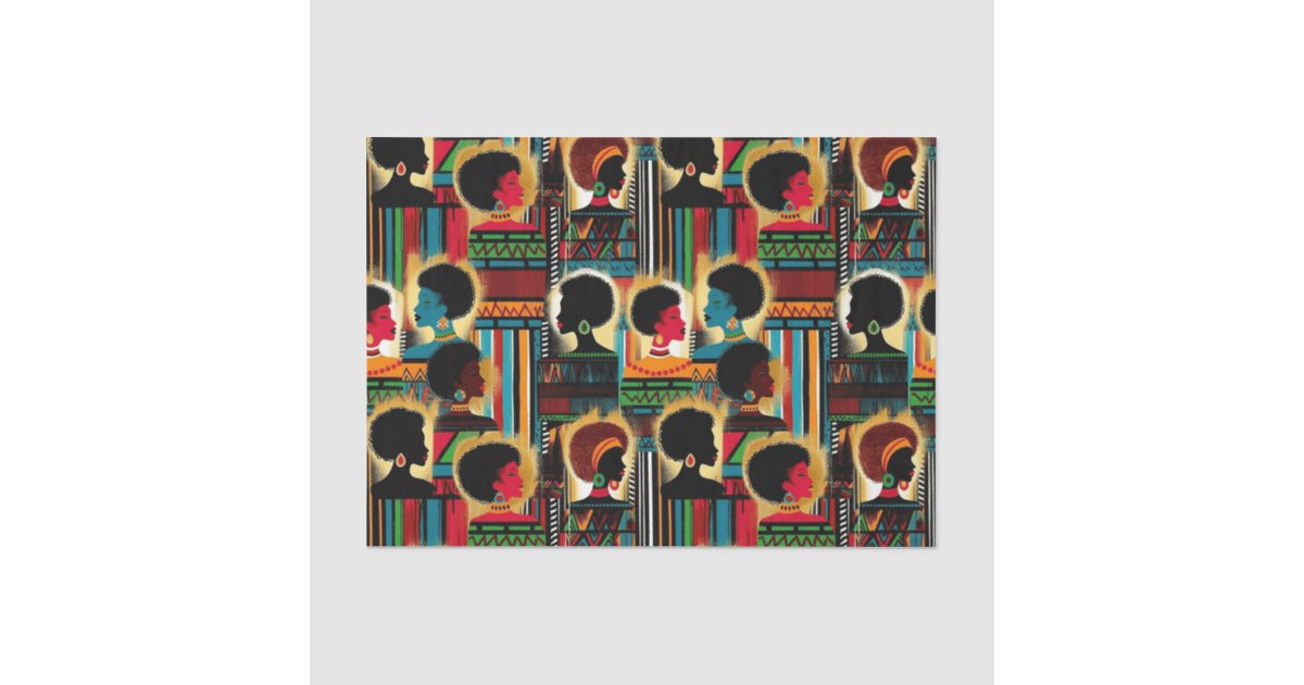 Elegant Black Woman African Pattern in Bold Hues Tissue Paper | Zazzle