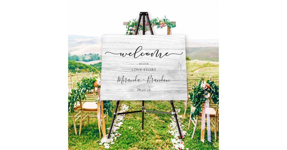 Elegant Bleached Wood Wedding Welcome Sign | Zazzle