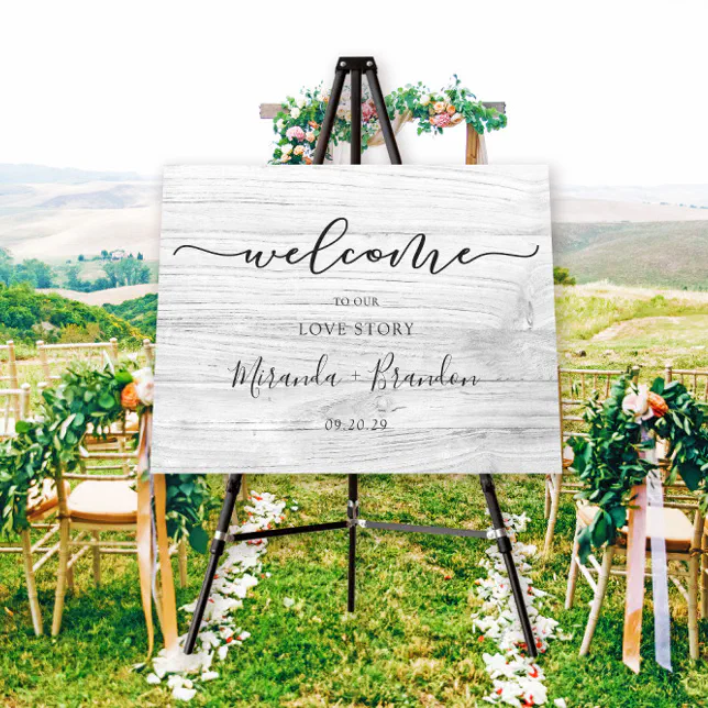 Elegant Bleached Wood Wedding Welcome Sign | Zazzle