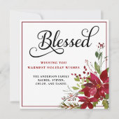 Elegant Blessed Red Floral Watercolor Holiday Card | Zazzle