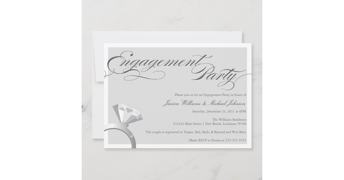 Elegant Bling Engagement Party Invitation | Zazzle