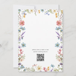 Elegant Bloom Wildflower Script QR Code Wedding Invitation | Zazzle