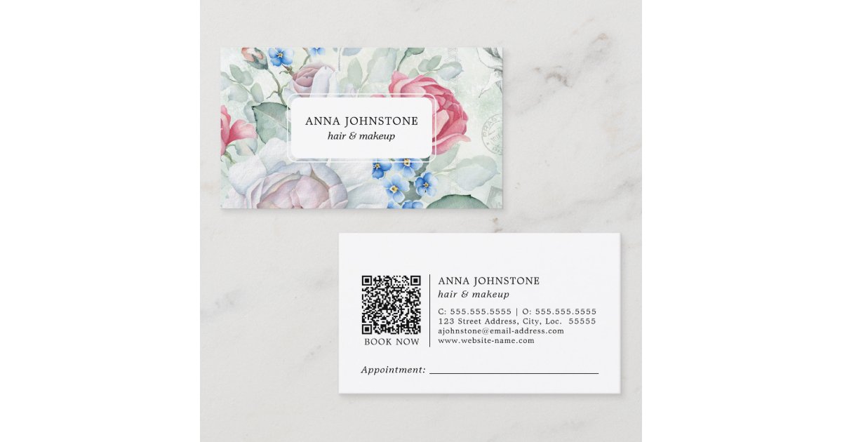 Elegant Blooms QR Code | Appointment Business Card | Zazzle
