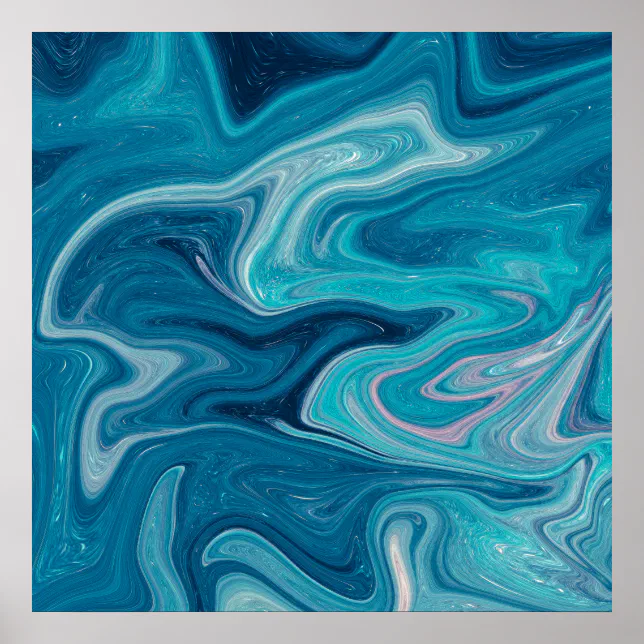Elegant Blue Abstract Ripple | Poster | Zazzle