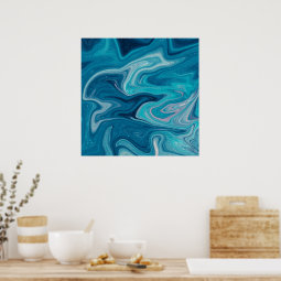 Elegant Blue Abstract Ripple | Poster | Zazzle