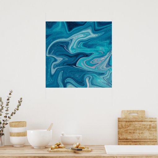Elegant Blue Abstract Ripple | Poster | Zazzle