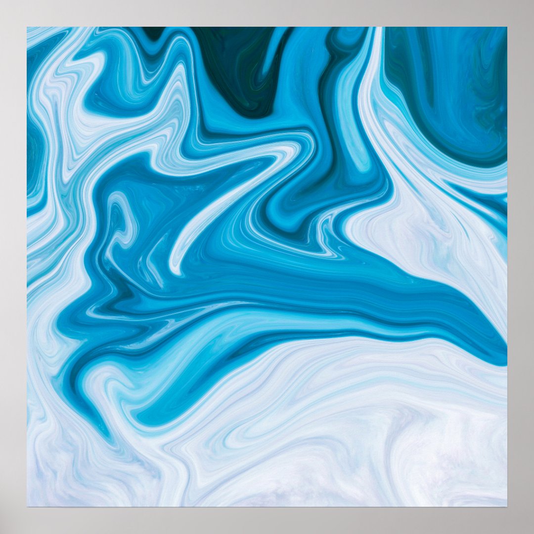 Elegant Blue Abstract Ripple | Poster | Zazzle