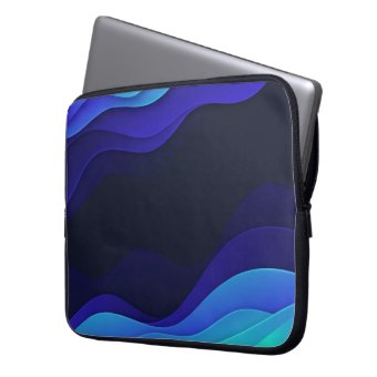 Elegant Blue Abstract Waves Laptop Sleeve | Zazzle