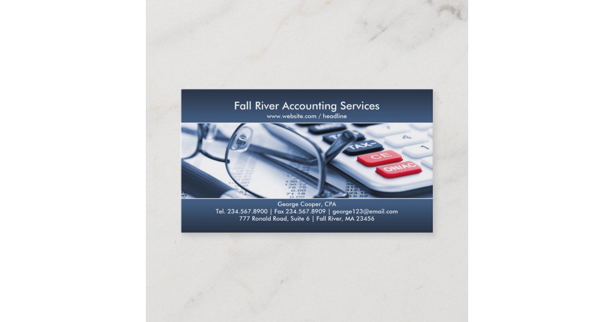 Elegant Blue Accounting Business Card | Zazzle
