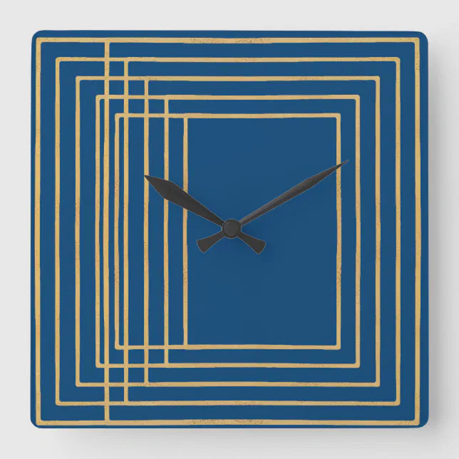 Elegant blue and gold frames Wall Clock | Zazzle