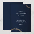Elegant Blue and Gold Happy Hour Invitation | Zazzle