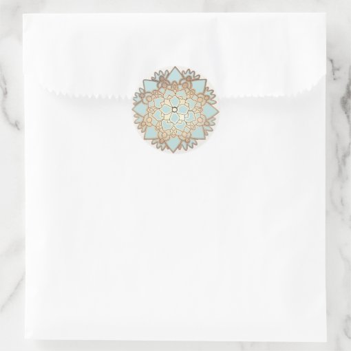 Elegant Blue and Gold Lotus Flower Sticker | Zazzle