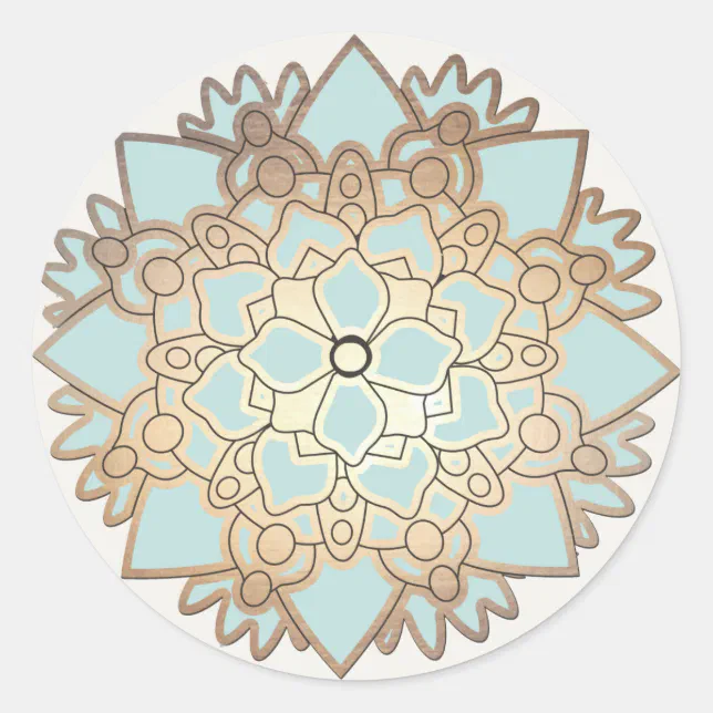 Elegant Blue and Gold Lotus Flower Sticker | Zazzle
