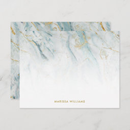 Elegant Blue and Gold Marble Texture Note Card | Zazzle