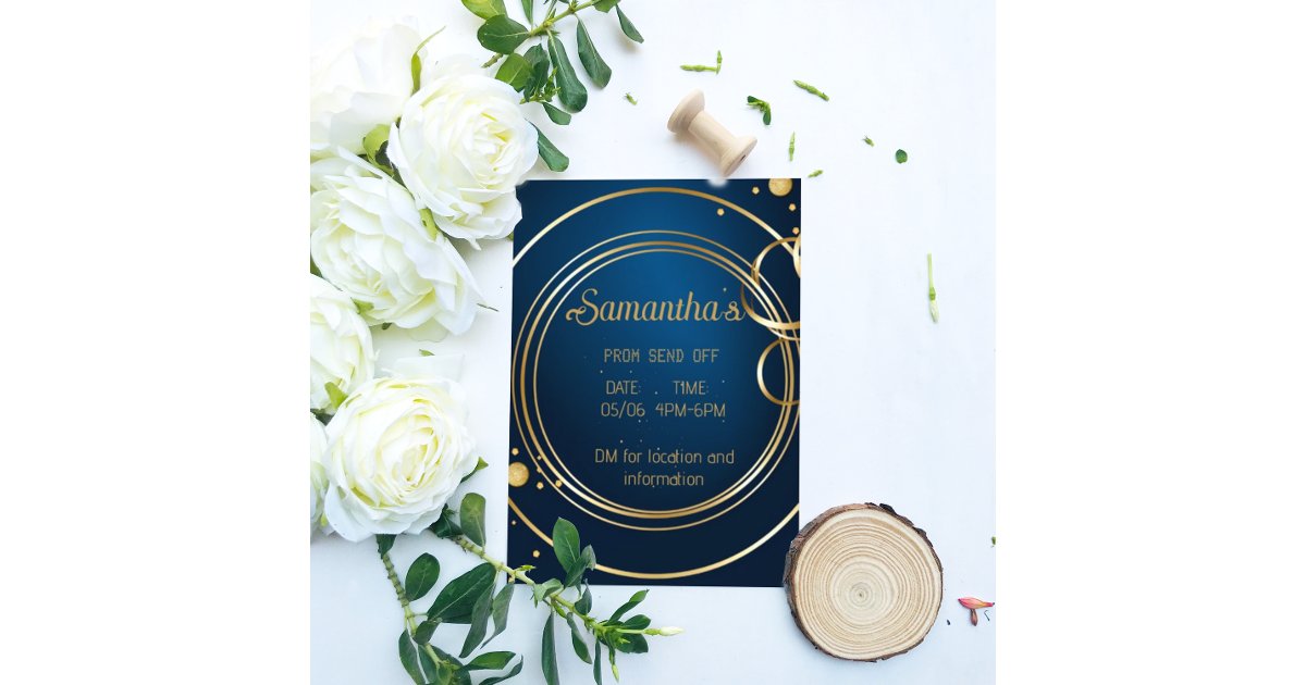 Elegant Blue and Gold Prom Invitation Flyer | Zazzle
