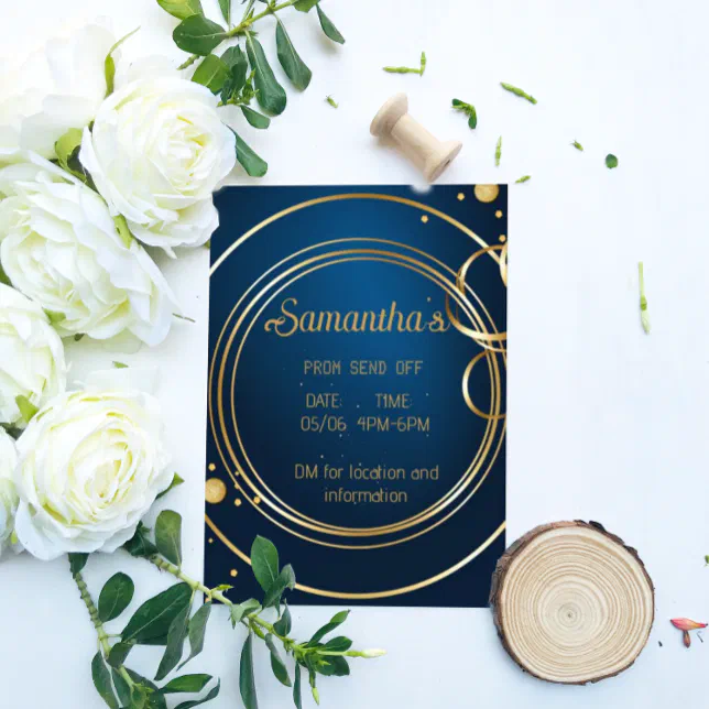 Elegant Blue and Gold Prom Invitation Flyer | Zazzle