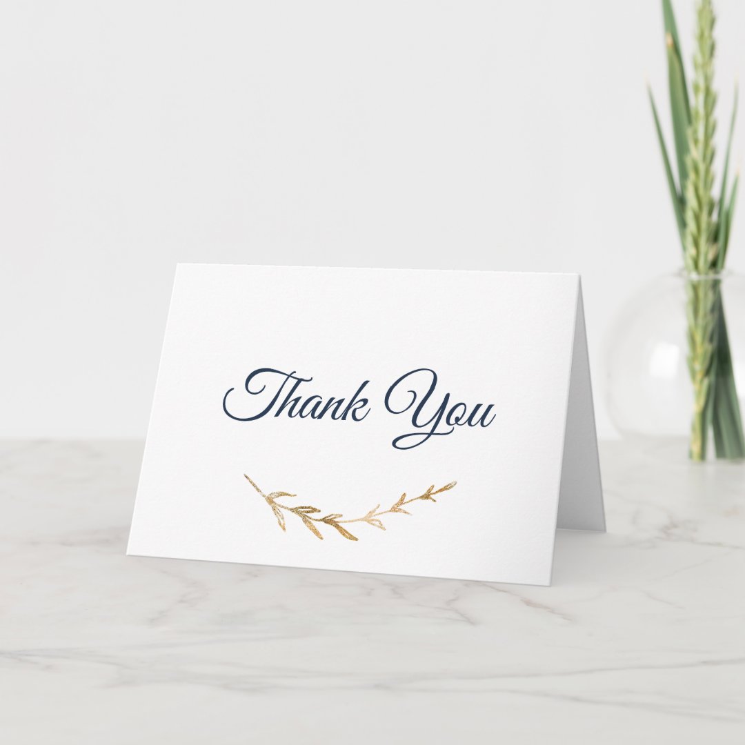 Elegant Blue and gold Thank you Card | Zazzle