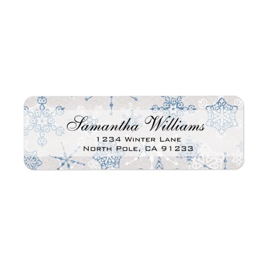 Elegant Blue and SIlver Holiday Snowflake Label | Zazzle.com