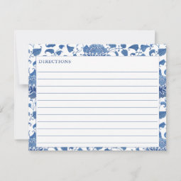 Elegant Blue And White China Pattern Recipe Card | Zazzle