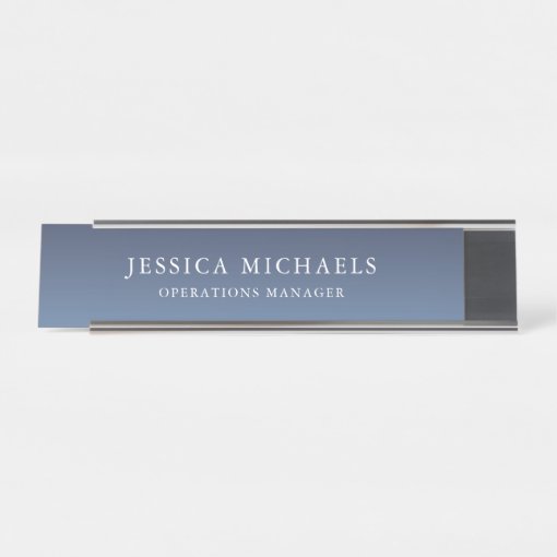 Elegant Blue and White Desk Name Plate | Zazzle