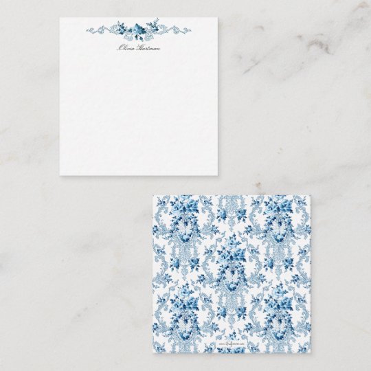 Elegant Blue and White French Rococo Floral Note Card | Zazzle.com
